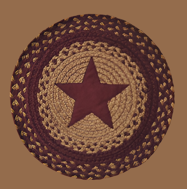 Burgundy Star Braided Mat - 15" - Creating Country Decor