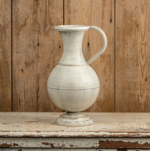 *Aged White Olpe Vase - Creating Country Decor