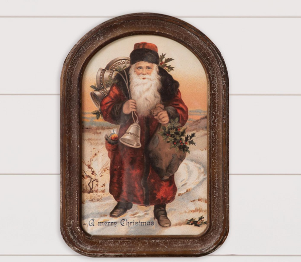 *Arched Wood Framed Santa Print - Creating Country Decor
