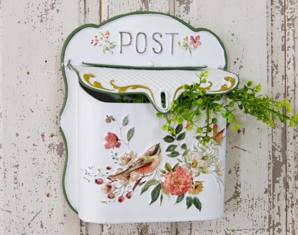 Flower & Birds Metal Post Box - Creating Country Decor