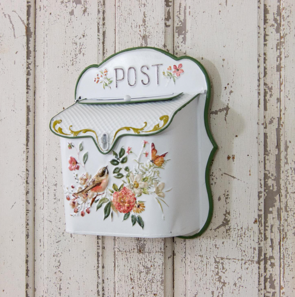 Flower & Birds Metal Post Box - Creating Country Decor